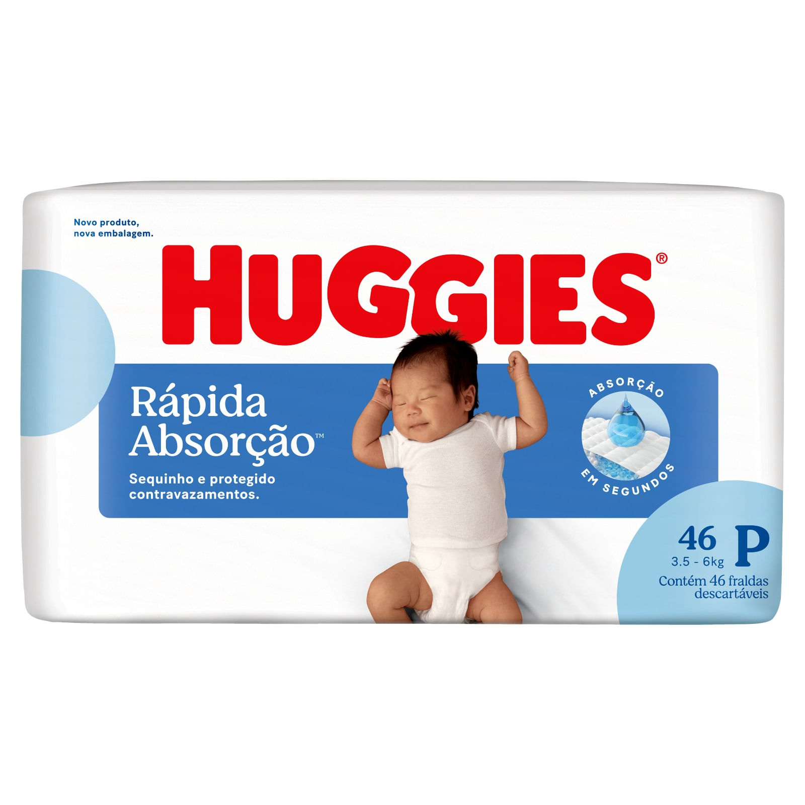 FRALDA HUGGIES RAPIDA ABSORCAO P 46 UNIDADES