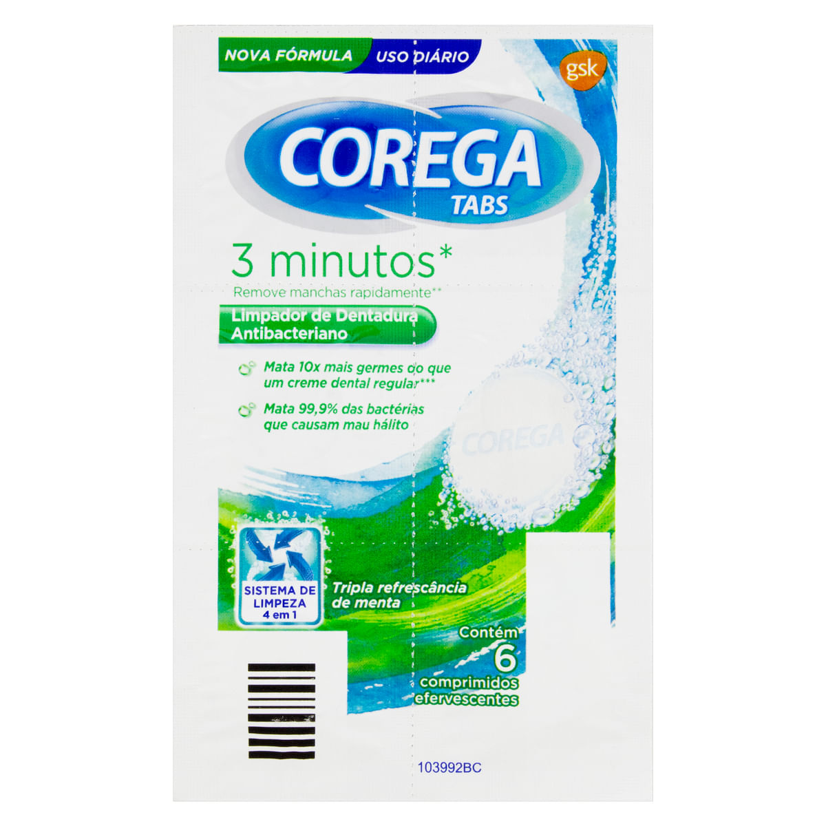 COREGA TABS COMPRIMIDO EFERVESCENTE x 6