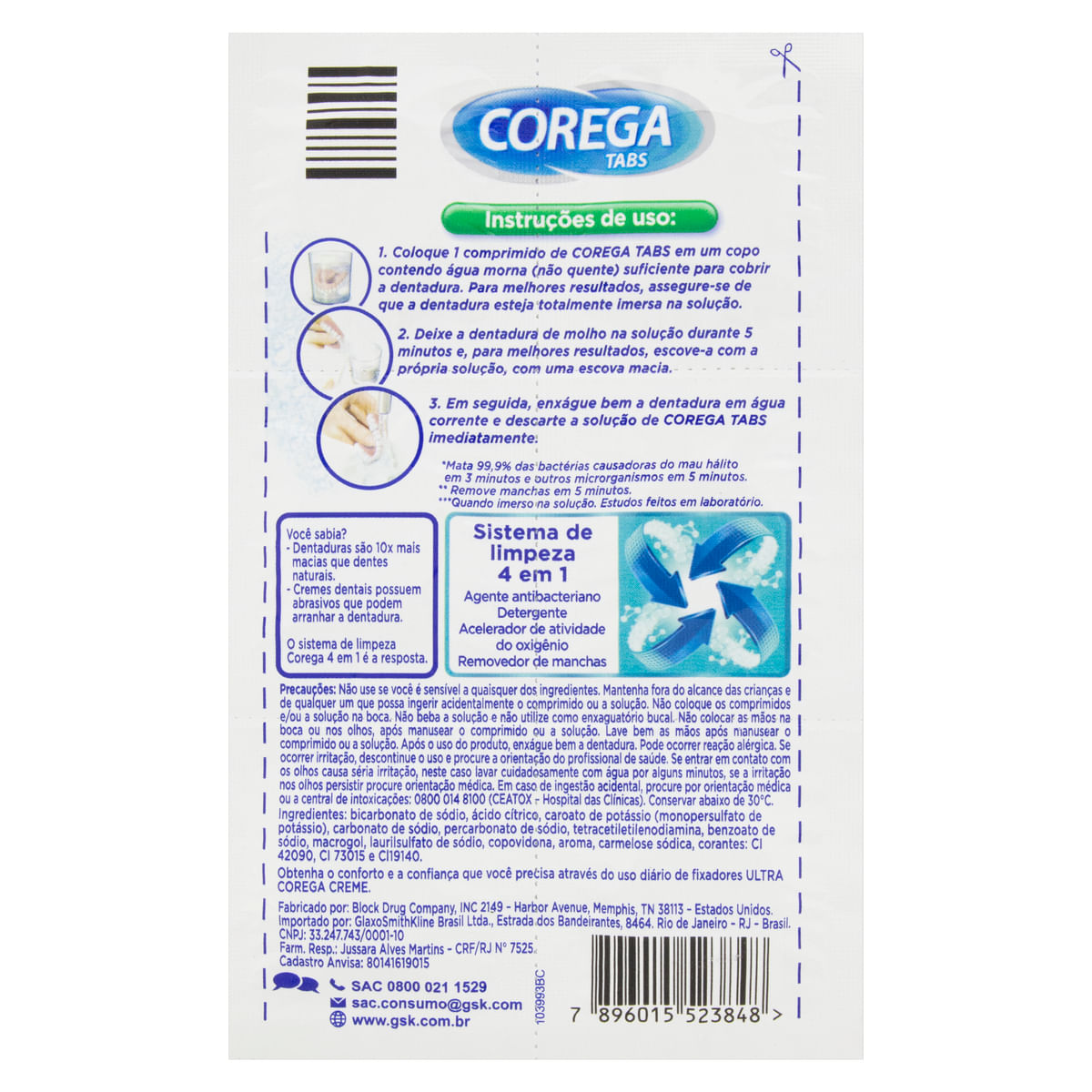 COREGA TABS COMPRIMIDO EFERVESCENTE x 6