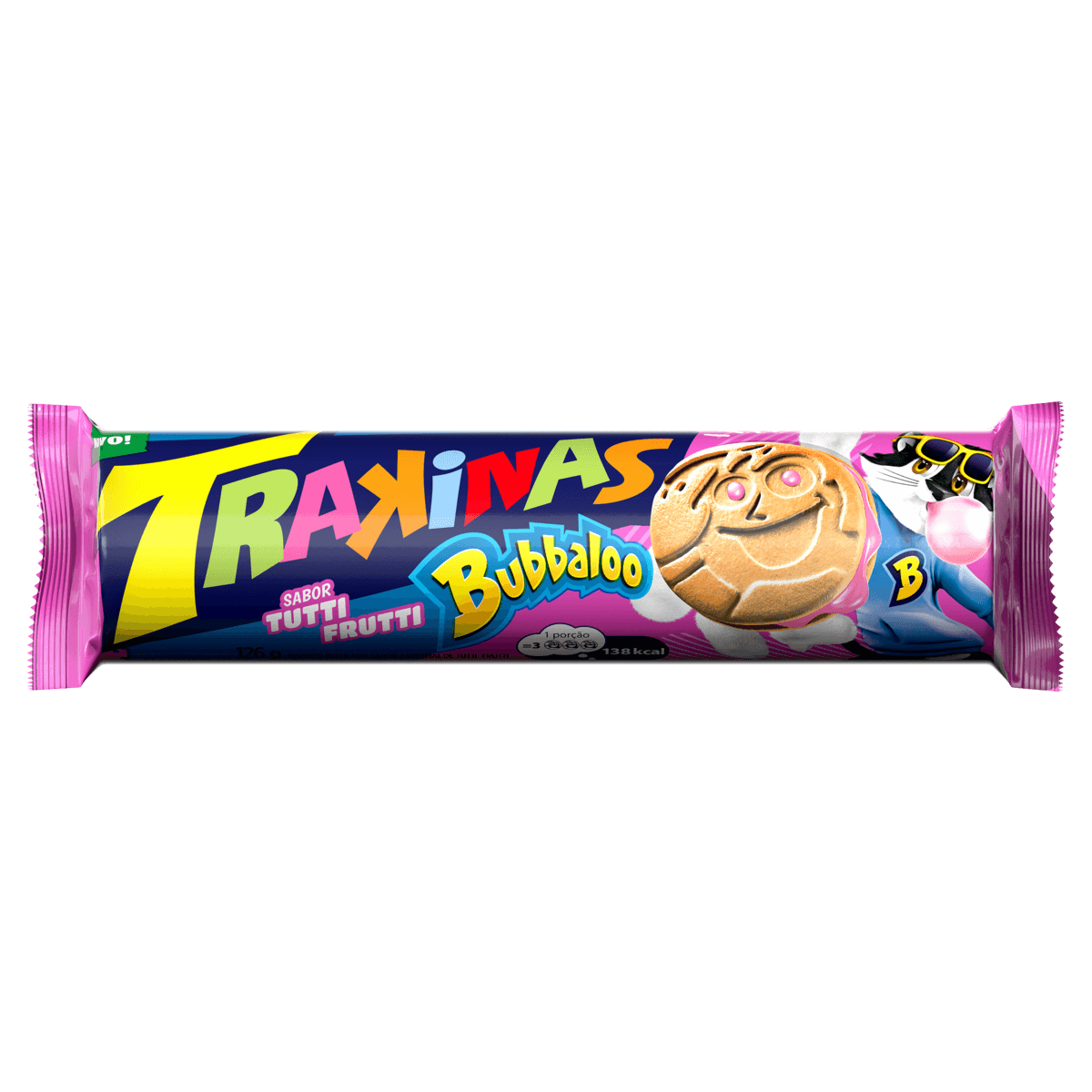 Biscoito Trakinas Bubbaloo Tutti-Frutti 126g