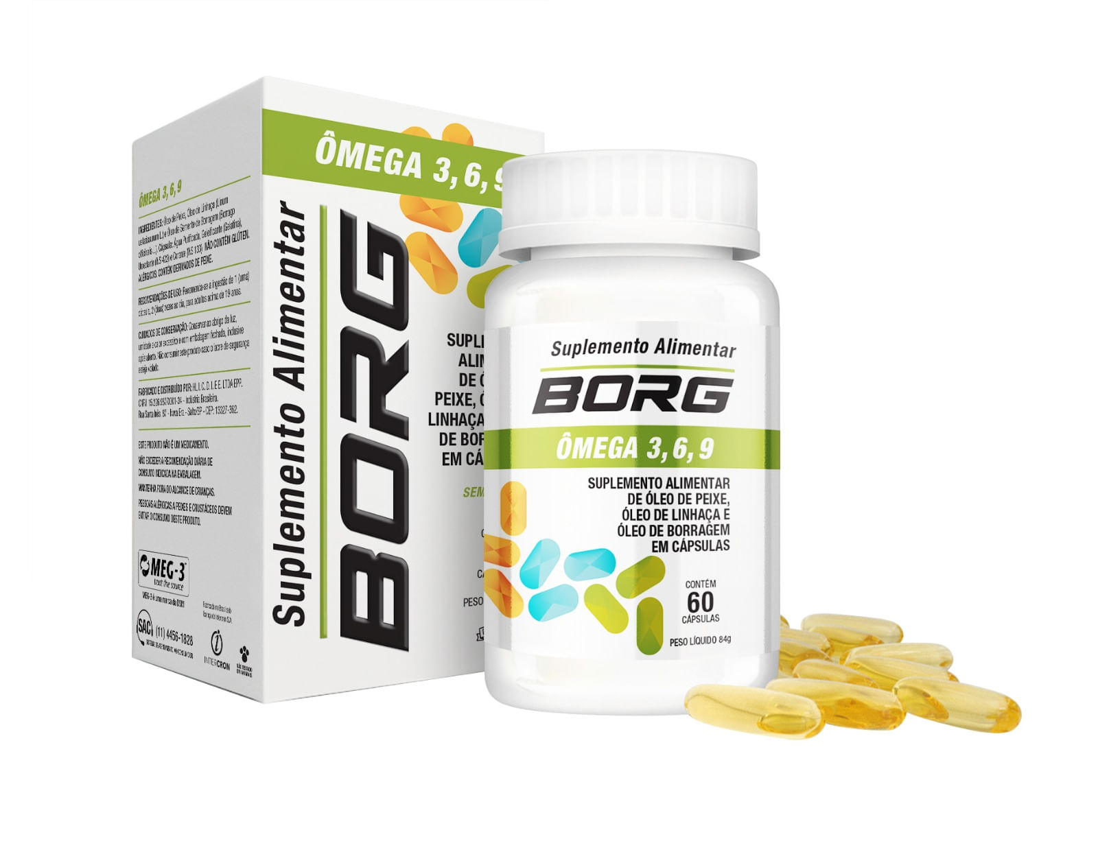 Suplemento Alimentar Borg Ômega 3, 6, 9 60 Cápsulas